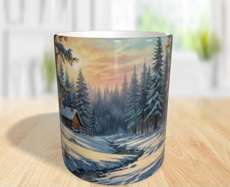 Generic Wunderschöne Kaffeetasse (330ml) 10 mit Druck Wunderschöne Schneelandschaft Geschenk Tassendruck Kaffeetasse Mug Cup Tasse Liebe Schnee Weihnacht Natu