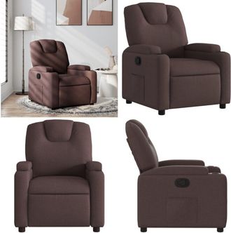 vidaXL Relaxsessel Dunkelbraun Stoff - Komfortsessel - Relaxsessel - Wohnzimmersessel - Beistelltisch Mit Ablagefach - TV-Sessel - Home & Living