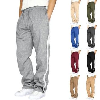 Generic Pantalon de surv&ecirc;tement pour homme Coupe ample - Pantalon de surv&ecirc;tement &agrave; jambe droite - Pantalon de jogging uni - Pantalon de sport - Taille &eacute;lastiq