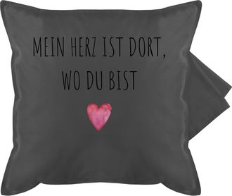 Shirtracer Kissenbezug - Kissen - Mein Herz ist dort wo du bist I Pärchen Geschenk Paare Weihnachten Paar Geschenke Liebe - 50 x 50 cm - Grau - Partner