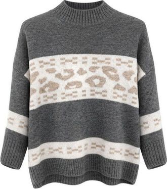 Tuzzi Nero Strickpullover mit Leo-Dessin