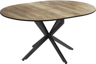 Vicco Table de salle &agrave; manger Loyd, noir/ch&ecirc;ne rustique, 120x76.5cm extensible