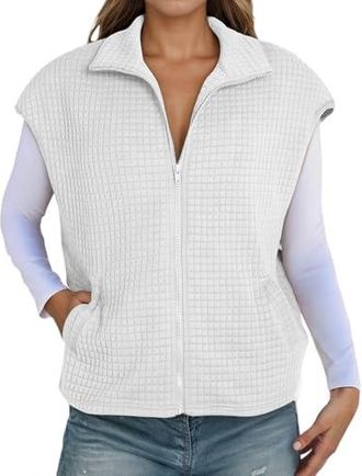Generico Gilet surdimensionné avec poches latérales, pièce décontractée pour le quotidien Oversize Mode Gilet en tricot pour femme sans manches avec fermeture 