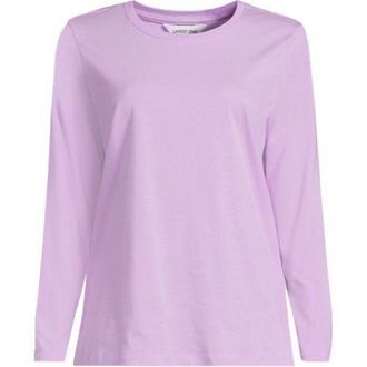Lands End Lang&auml;rmeliges Supima-Shirt mit Rundausschnitt, Damen, Gr&ouml;&szlig;e:48-50 plus, Lila, by Lands End
