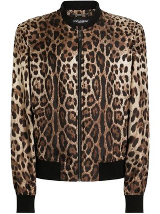 Dolce & Gabbana veste bomber à imprimé léopard - Marron