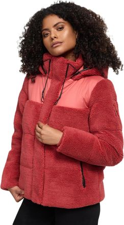 Marikoo Damen Winterjacke (XS-XXL) - hochstehender und gefütterter Kragen, 4 Taschen, große Kapuze, Teddy-Puffer-Jacke, Warme Jacke Frauen - N030 (XS, Rouge)