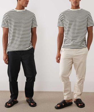 Asos Hosen aus Leinenmix in Schwarz und Steinbeige, 2er-Pack-Bunt