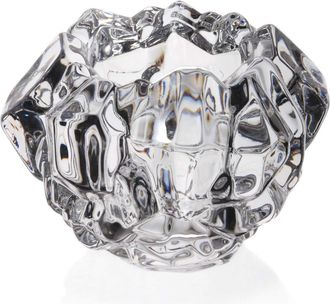 Cristalica Kerzenhalter für Votivkerzen Glas Eisbrocken Bleikristall 8cm transparent