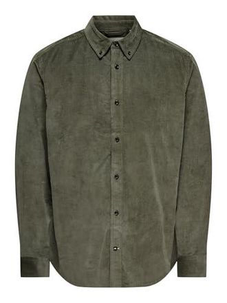 Only & Sons Onsmichael 18 W Reg Cord Stretch LS T-Shirt Chemise à Manches Longues, Castor Gray, L Homme