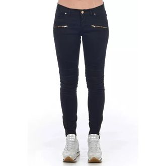 Frankie Morello Elegante Biker Stretch Denim Jeans - - Jeans - Damen - Schwarzk - S