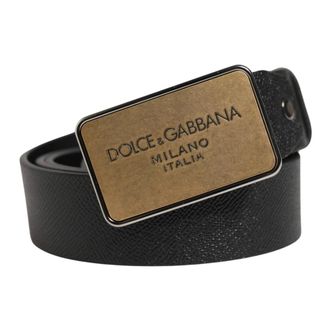Dolce & Gabbana Homme, Accessoires, Noir, Taille: ONE Size Ceinture Classique en Cuir avec Boucle Logo