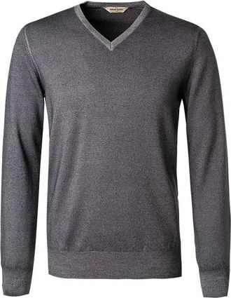Gran Sasso Herren Pullover grau Merinowolle unifarben