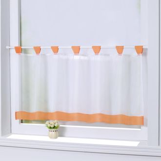 Joyswahl Bistrogardine Voile Schlaufen Scheibengardine Mia Küchen Transparenter Vorhang HxB 45x145cm Orange 1er Pack