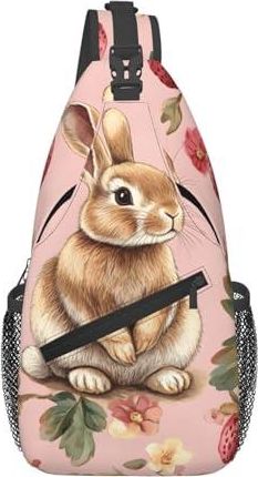 Generic Sacoche Homme Bandouliere Lapin Fraise Durable Sac Bandouli&egrave;re Multifonction Crossbody Bag pour Homme &eacute;cole Camping