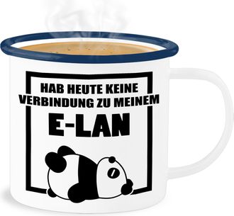 Shirtracer Emaille Becher Blechbecher - Statement - Hab heute keine Verbindung zu meinem E-LAN - 300 ml - Weiß Blau - statements elan tasse frohes neues jahr e l