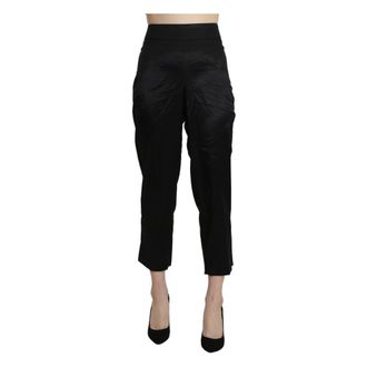 Bencivenga Elegante High-Waist-Cropped-Hose - - Trousers - Damen - Schwarzk - L