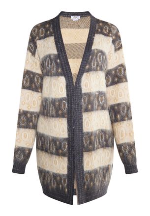 Usha Strickcardigan Damen Anthrazit Beige Mehrfarbig