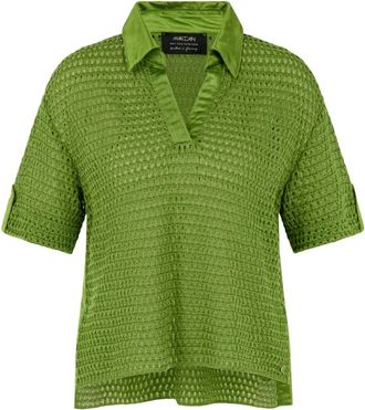 Marc Cain Femme, Tops, Vert, Taille: 42 FR Pull en maille &agrave; manches courtes