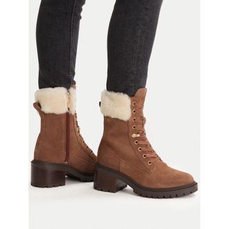 Tommy Hilfiger Schn&uuml;rschuhe Tommy Hilfiger Th Shearling Lace Up Boot FW0FW08999 Braun