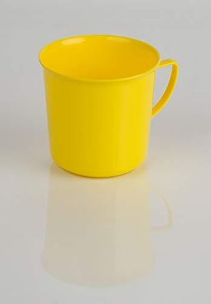 Kimmel Tasse 330 ml Henkelbecher Kaffeebecher, Plastik Kunststoff, Mehrweggeschirr, Farbe gelb