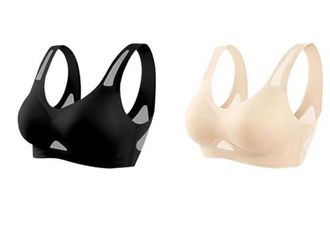 Generic Soutien-gorge sans armatures, soutien-gorge push-up confortable sans armatures en V profond avec soutien, soutien-gorge push-up sans armatures, Noir/j