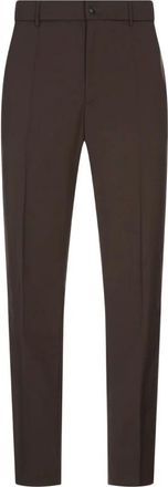 Moncler Homme, Pantalons, Brun, Taille: L Pantalon en Laine M&eacute;lang&eacute;e Marron avec Logo en Cuir