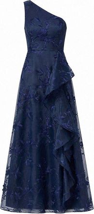 Adrianna Papell Abendkleid Embroidered Ruffle Gown Romantisches, besticktes Ein-Schulter-Kleid