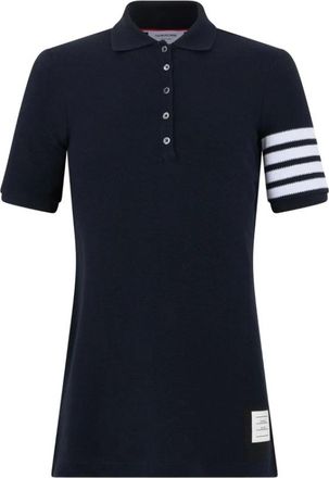 Thom Browne Femme, Tops, Bleu, Taille: 34 FR Robe Polo Textur&eacute;e en Piqu&eacute; avec 4-Barres