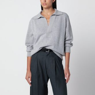 Victoria Beckham Genevieve grauer melierter Kaschmirpullover