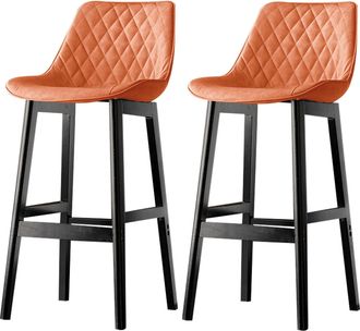 Generic Moderne Barhocker mit R&uuml;ckenlehne, Tresenhocker aus PU-Leder, Holzbeine und Fu&szlig;st&uuml;tze, K&uuml;cheninselhocker mit Einer Tragkraft von 136 kg