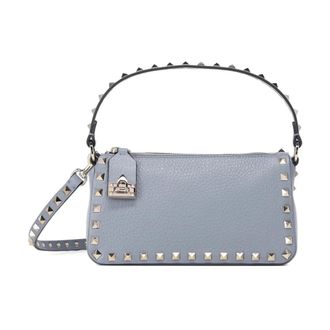 Valentino Kleine Rockstud Crossbody Bag aus genarbtem Kalbsleder - - Bags - Damen - Blau - ONE SIZE