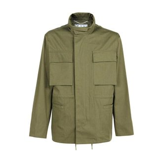Off-white Homme, Vestes, Vert, Taille: M Veste en Coton avec Motif Fl&egrave;ches