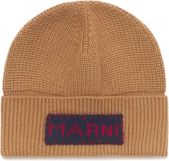 Marni bonnet &agrave; d&eacute;tail c&ocirc;tel&eacute; - Marron