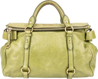 Miu Miu Crossbody Bags - Miu Miu Green Leather City Handbag - Gr. unisize - in Grün - für Damen