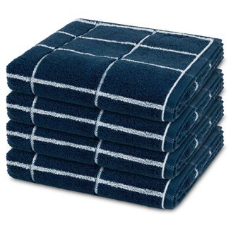 ROSS 4er Set Handt&uuml;cher Sensual Skin Karo - 50x100 cm, Walkfrottee 500 g/m&sup2;, Mit Aloe Vera Veredelt, Extra Saugstark & Hautfreundlich, Allergikergeeignet, 