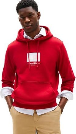 Tommy Hilfiger Sweat &agrave; Capuche Homme Ithaca Flag en Coton, Multicolore (Medium Red), M