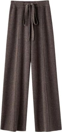 Generic Pantalon en cachemire pour femme 100 % laine mérinos Pantalon large en tricot lâche Pantalon épais automne/hiver, Café noir, M