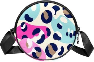 Generic Sac &agrave; bandouli&egrave;re Circle pour femme, imprim&eacute; l&eacute;opard artistique, petit sac &agrave; dos &agrave; bandouli&egrave;re avec fermeture &eacute;clair, bretelles r&eacute;glables, sac &agrave; main 