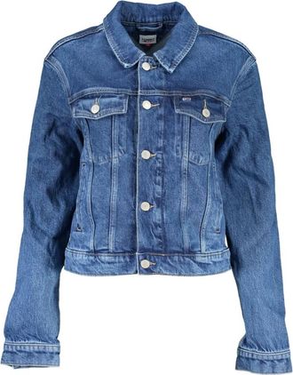 Tommy Hilfiger Femme, Vestes, Bleu, Taille: 36 FR Veste en Jean Bleu avec Broderie