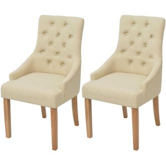 vidaXL Vidaxl - Chaises &agrave; manger lot de 2 cr&egrave;me tissu