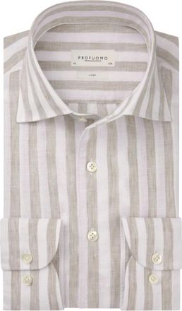 Profuomo Homme, Chemises, Beige, Taille: 2XL Chemise Une Pi&egrave;ce en Lin