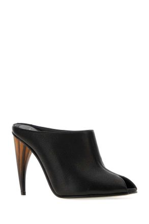 Alexander McQueen Womens Black Leather Mules Sandali Sandal
