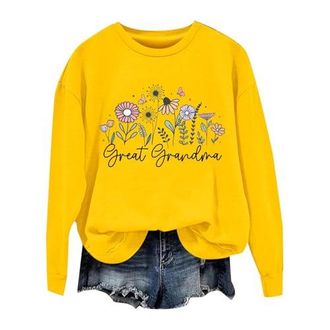 Generic Sweat-shirt femme pull &agrave; col rond t-shirt &agrave; manches longues grand sweat-shirt grande chemise floral graphique col ras du cou manches longues pour femm