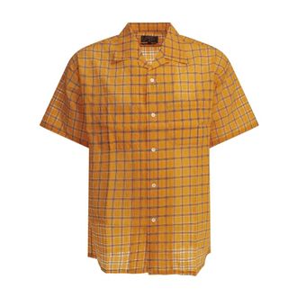 Beams Plus Hemdkragen aus Nylon mit luftigem Karomuster - - Shirts - Herren - Orange - L