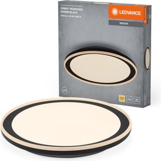 Ledvance ORBIS Pederson LED-Deckenleuchte mit Plastikring, schwarz, 36W, 2500lm, 3000K, 830 freundliches Warmweiß, 550mm Durchmesser, IP20 Schutz, Montageschra
