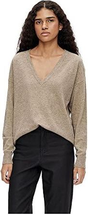 Object Objthess Pull en Tricot avec col en V Taille L/S Over, fossile, L Femme