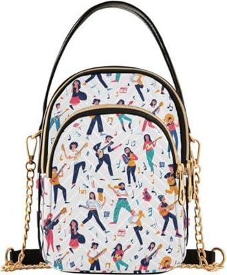 Mnsruu Petit sac &agrave; bandouli&egrave;re amusant en cuir avec note de musique pour femme