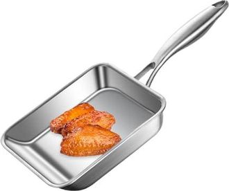 Generico Po&ecirc;le antiadh&eacute;sive - Po&ecirc;le carr&eacute;e en acier inoxydable &agrave; 3 couches avec rev&ecirc;tement antiadh&eacute;sif - Petite casserole profonde en fer, ustensiles de cuisin