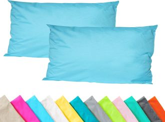 JACK 2er Set Outdoor Kissenhülle Kissenbezug 30x50cm Wasserfest Sitzkissen Lounge Kissen Garten Stuhl Lotus Effekt, Farbe:Hellblau