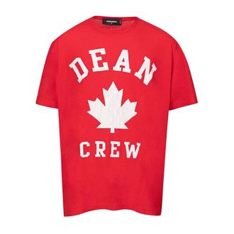 Dsquared2 Homme, Tops, Rouge, Taille: S T-shirt Rouge en Coton Style Classique